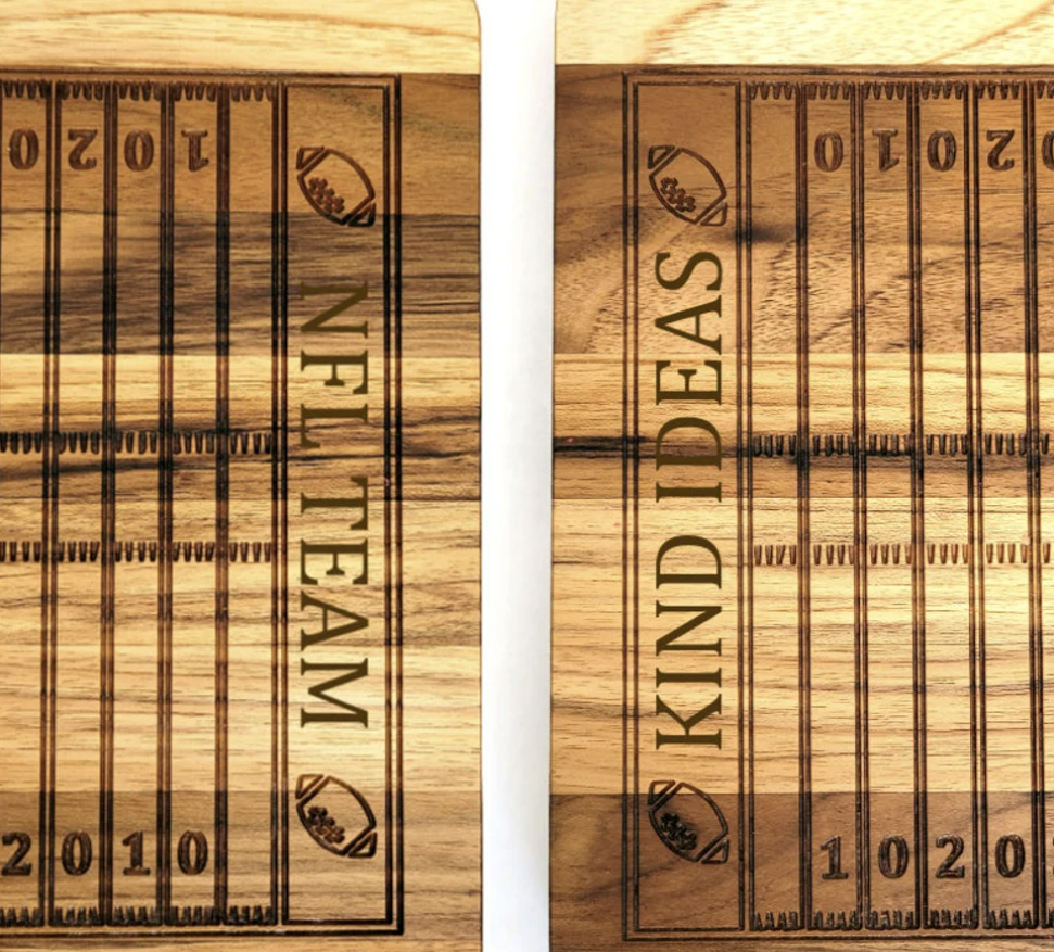 Football Field Cutting Board | 14"x10" Teakwood Cutting Board – Kind ...
